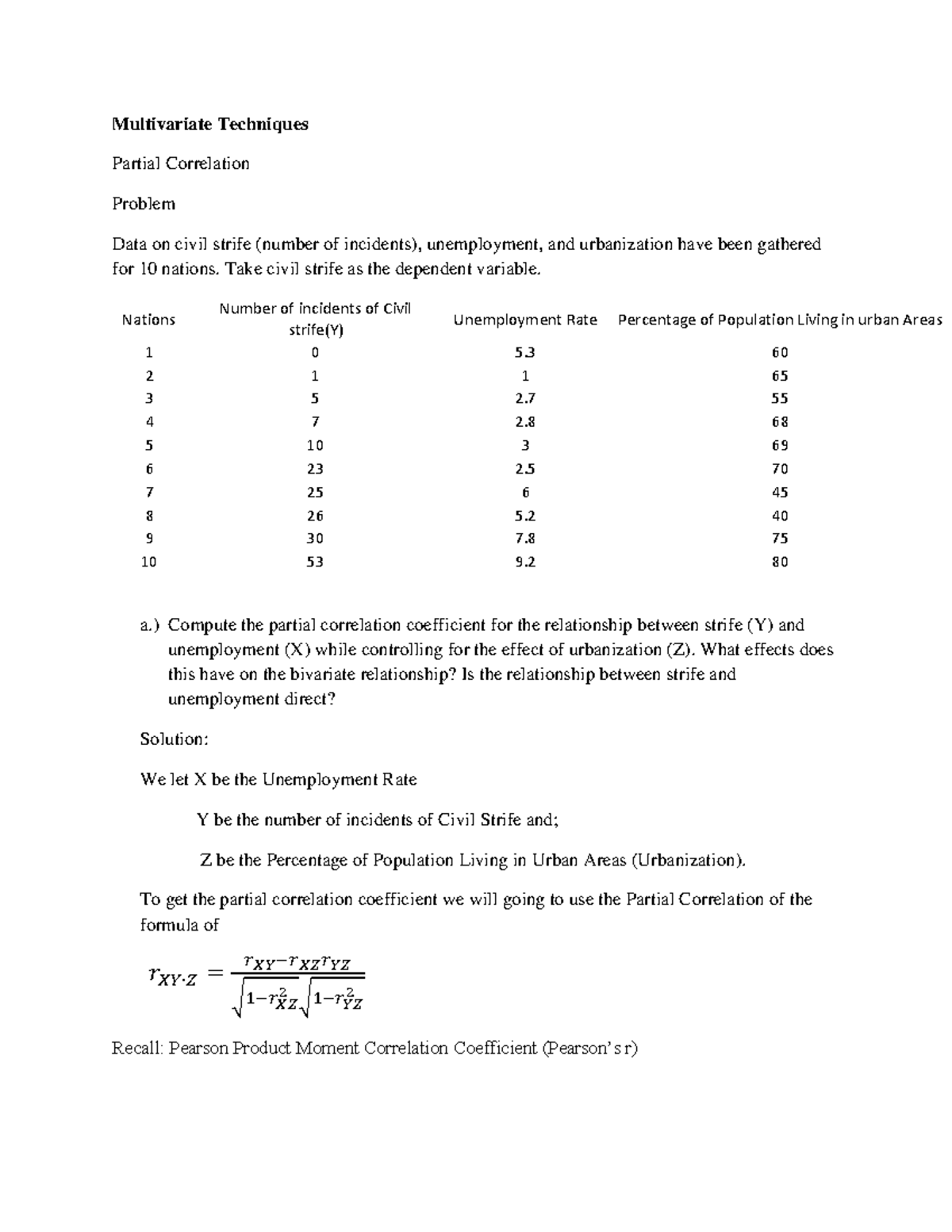 Multivariate Techniques - Multivariate Techniques Partial Correlation ...