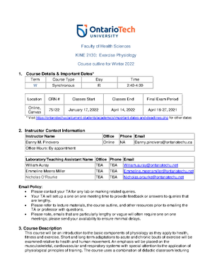 KINE 2030U (section 001) Course Outline Fall 2021 - Faculty of Health ...