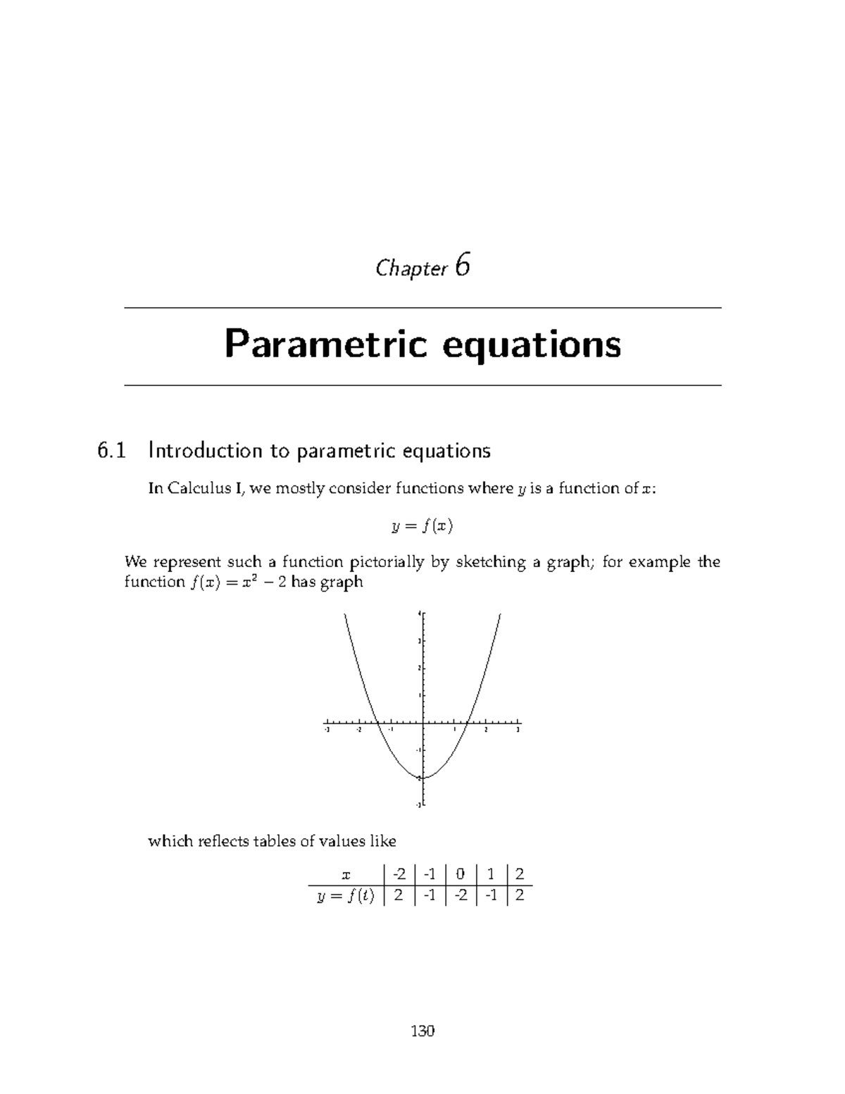 Lecturenotes 230chapter 6 - Chapter 6 Parametric equations 6 ...