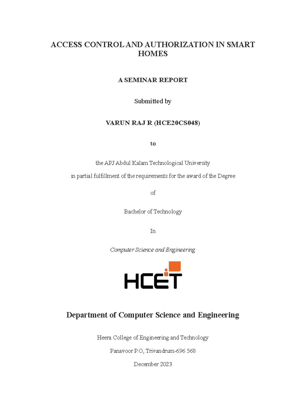 Seminar report - Fathima Nazar, Assistant Professor, Department of Computer Science and ...