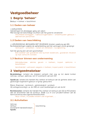 Vastgoedbeheer - Heel duidelijk! - Vastgoedbeheer 1. Inleiding 1 Het ...