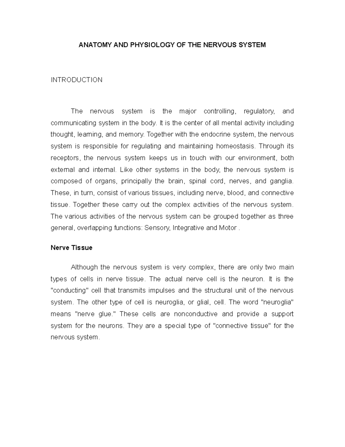 Anatomy AND Physiology OF THE Nervous System - ANATOMY AND PHYSIOLOGY ...