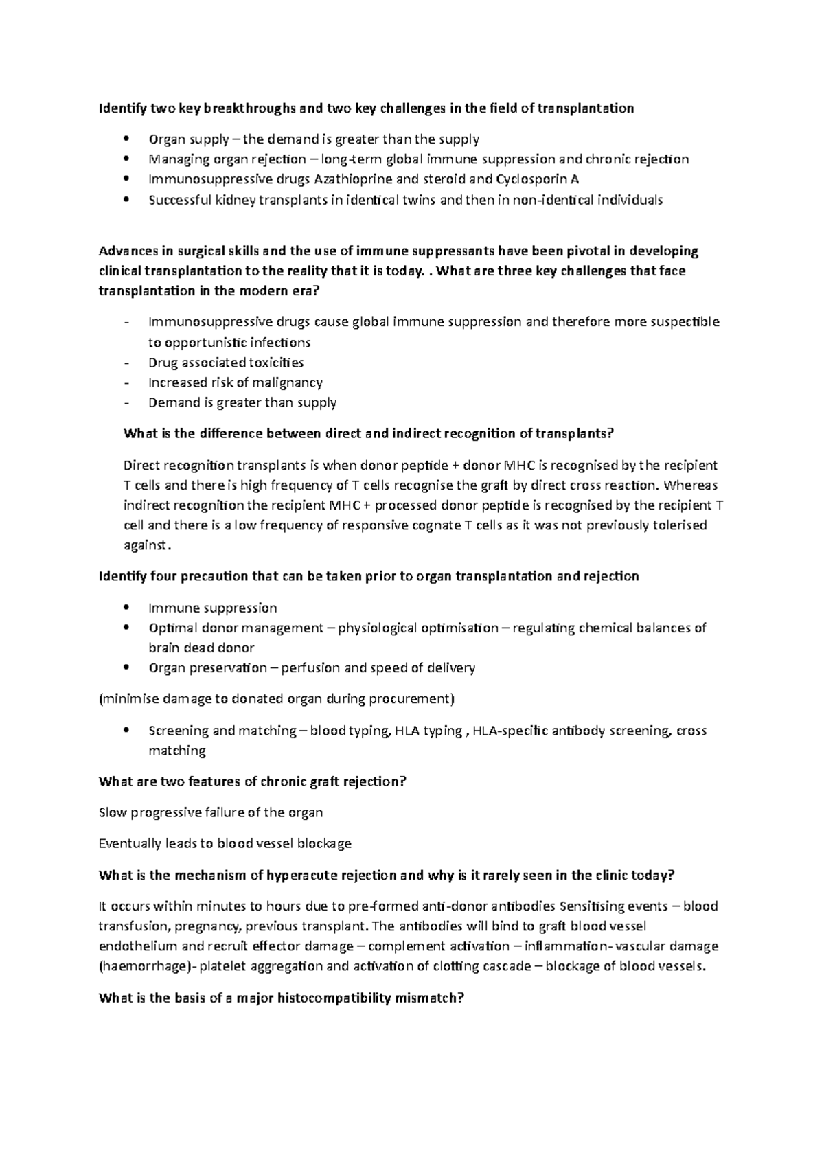 EXAM Q and A - Lecture notes EXAM Q - Identify two key breakthroughs ...