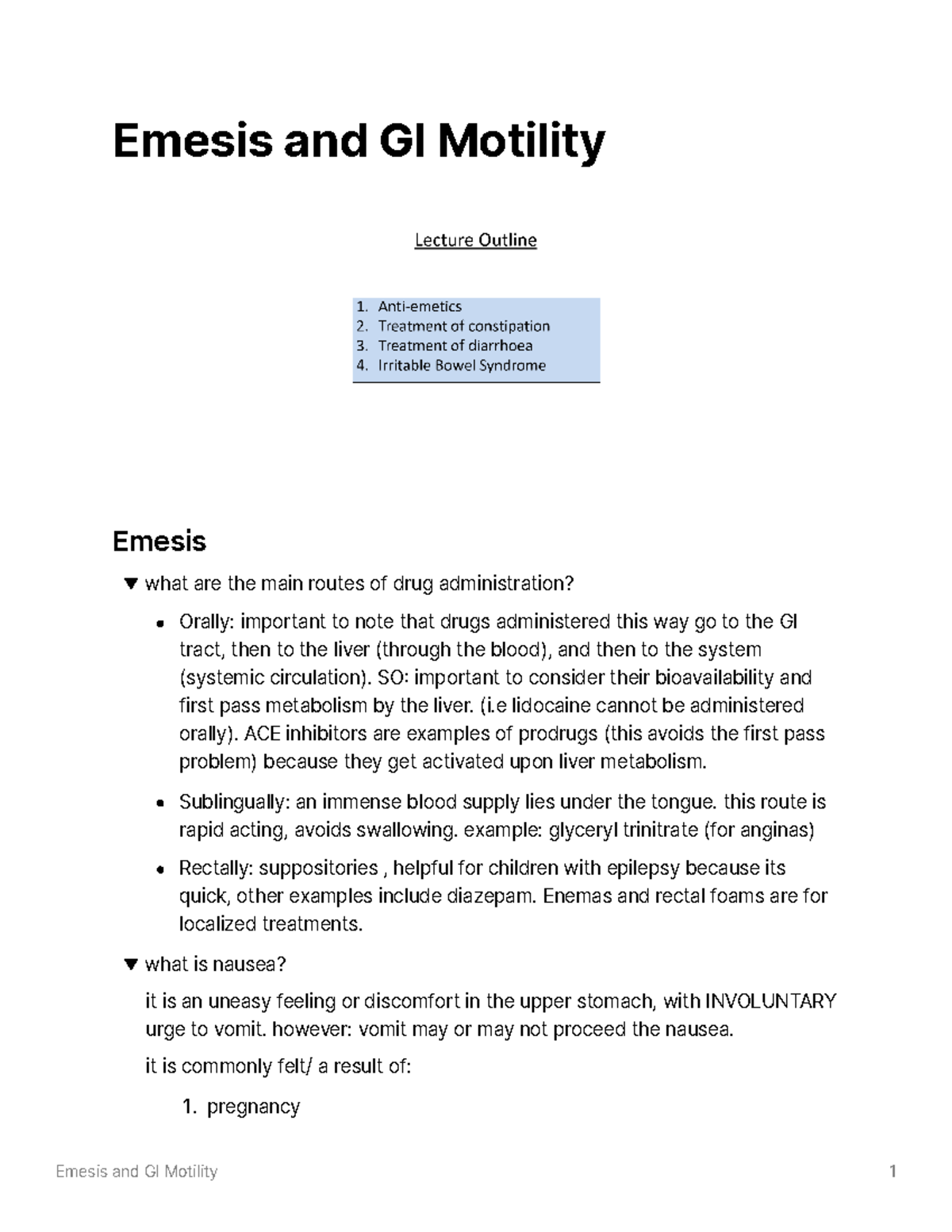 Emesis and GI Motility - Lecture 11 - Emesis and GI Motility Ԇ Emesis ...