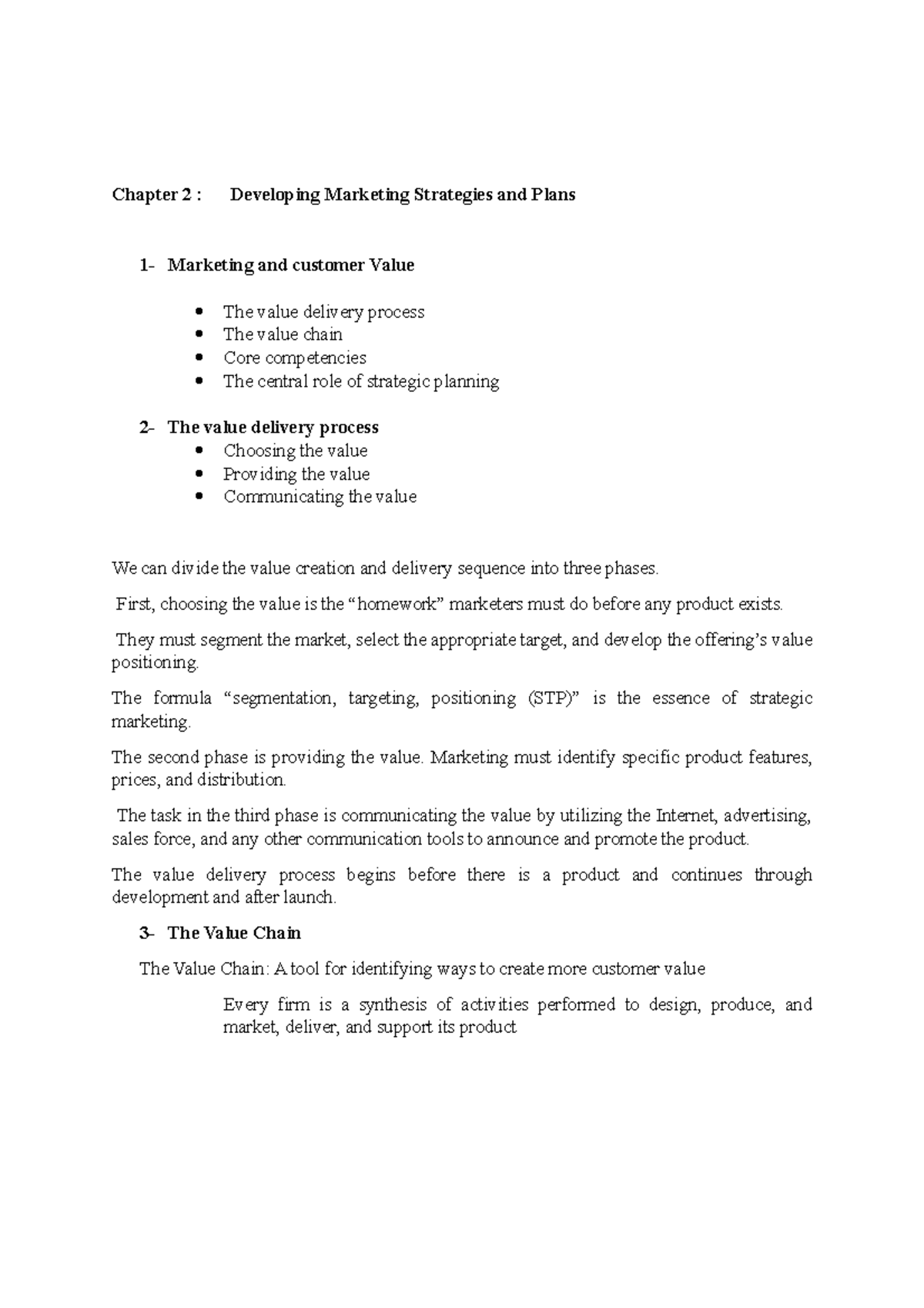 Chapter 2 Marketing Management Ch 2 Summary Chapter 2 Developing chapter-2-marketing-management-ch-2-summary-chapter-2-developing