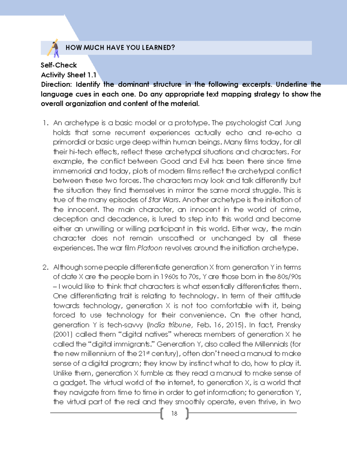 Self-Check - Self-Check - 18 Self-Check Activity Sheet 1. Direction ...