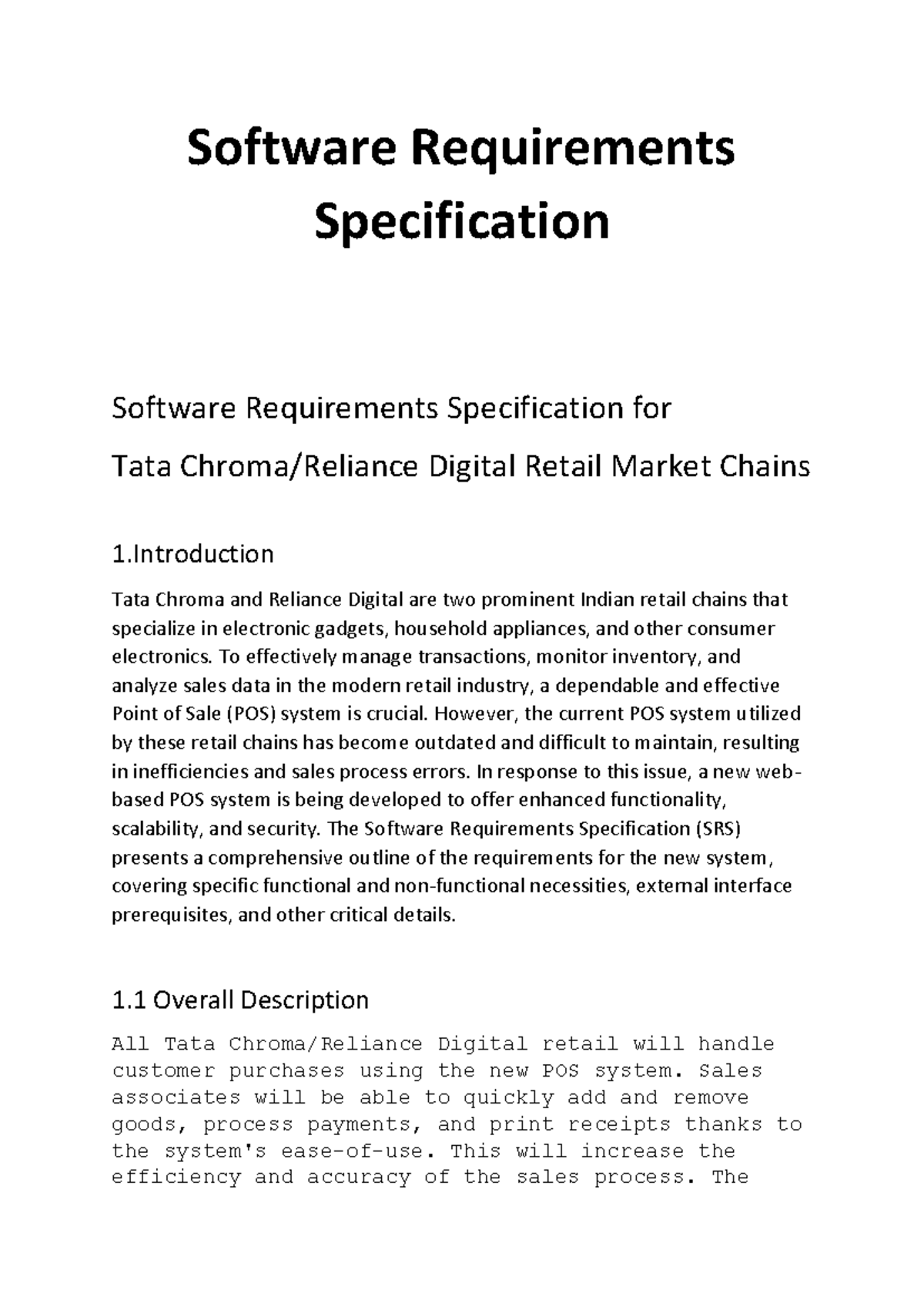 Software Requirements Specification for Tata Chroma - Software ...