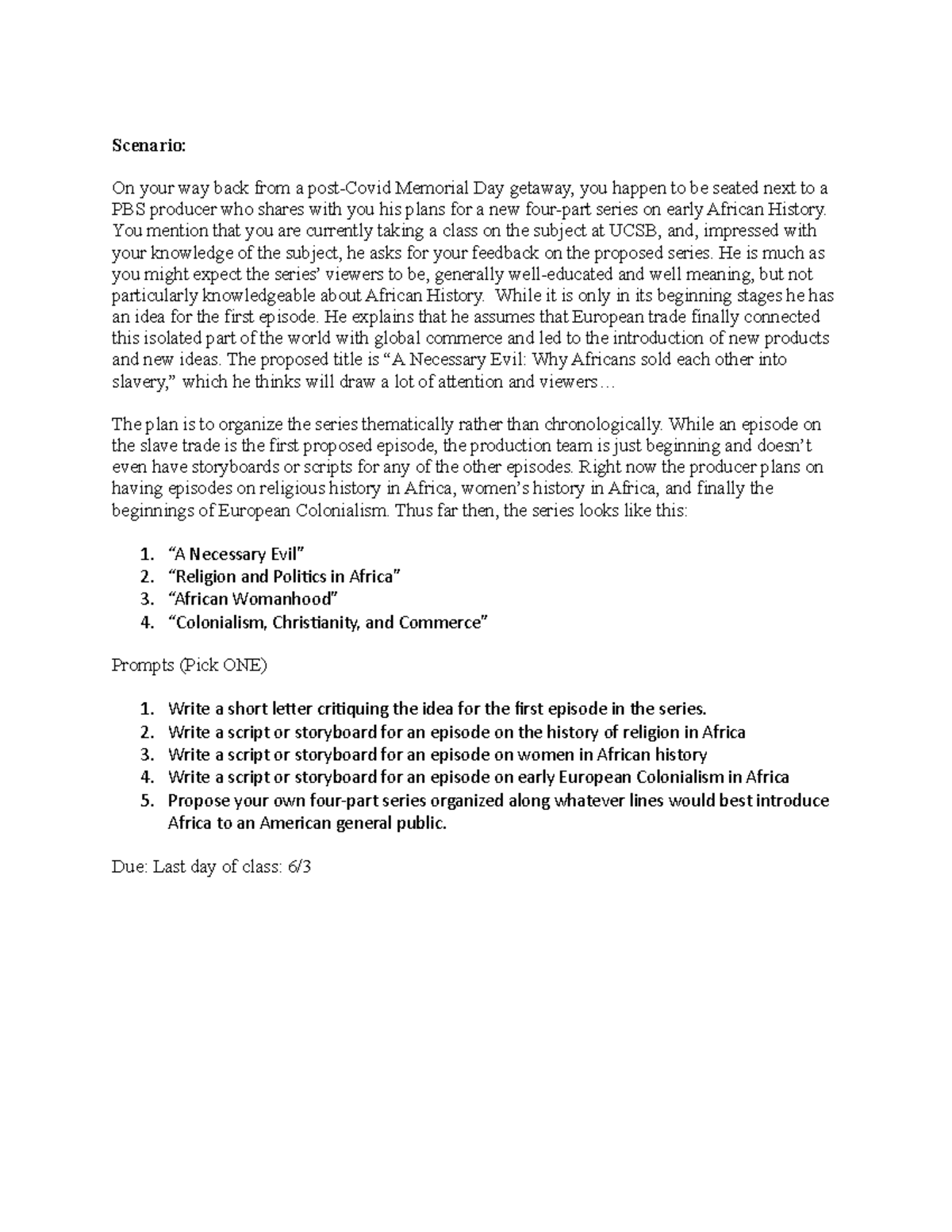 49A Final Paper (Butch, Ware) additional information - Scenario: On ...