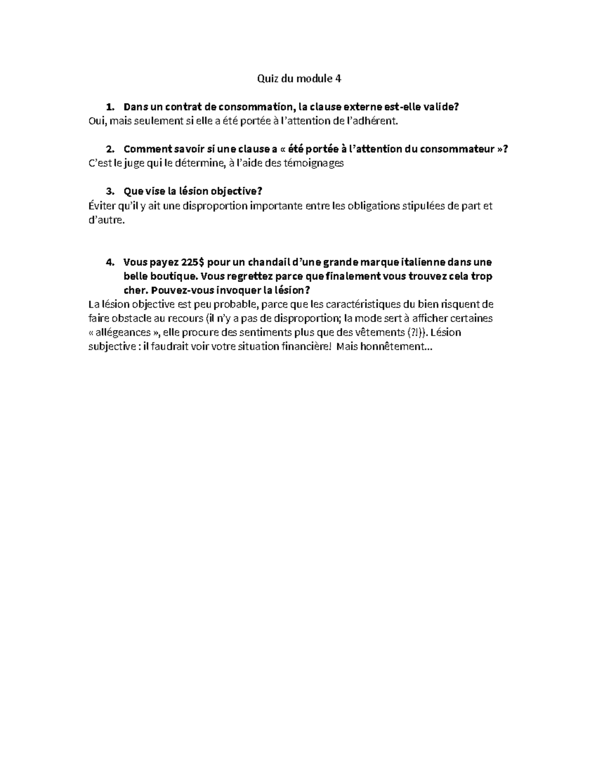 Questions quiz et réponses du module 4 - Quiz du module 4 1. Dans un ...