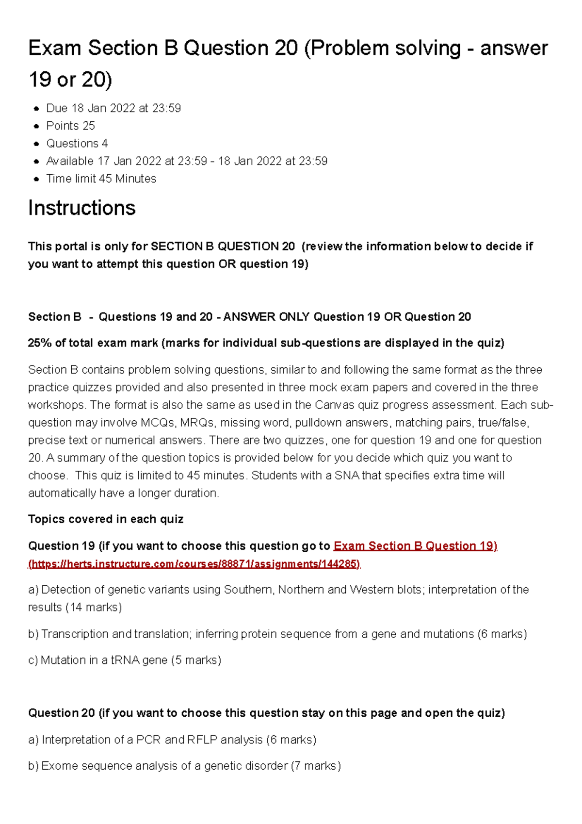 Exam Section B Question 20 (Problem solving - answer 19 or 20) 5LMS0091 ...