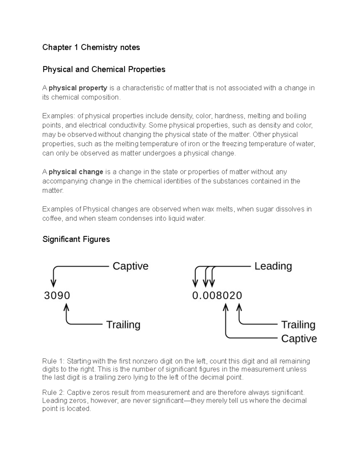 Untitled document - Professor A - Chapter 1 Chemistry notes Physical ...