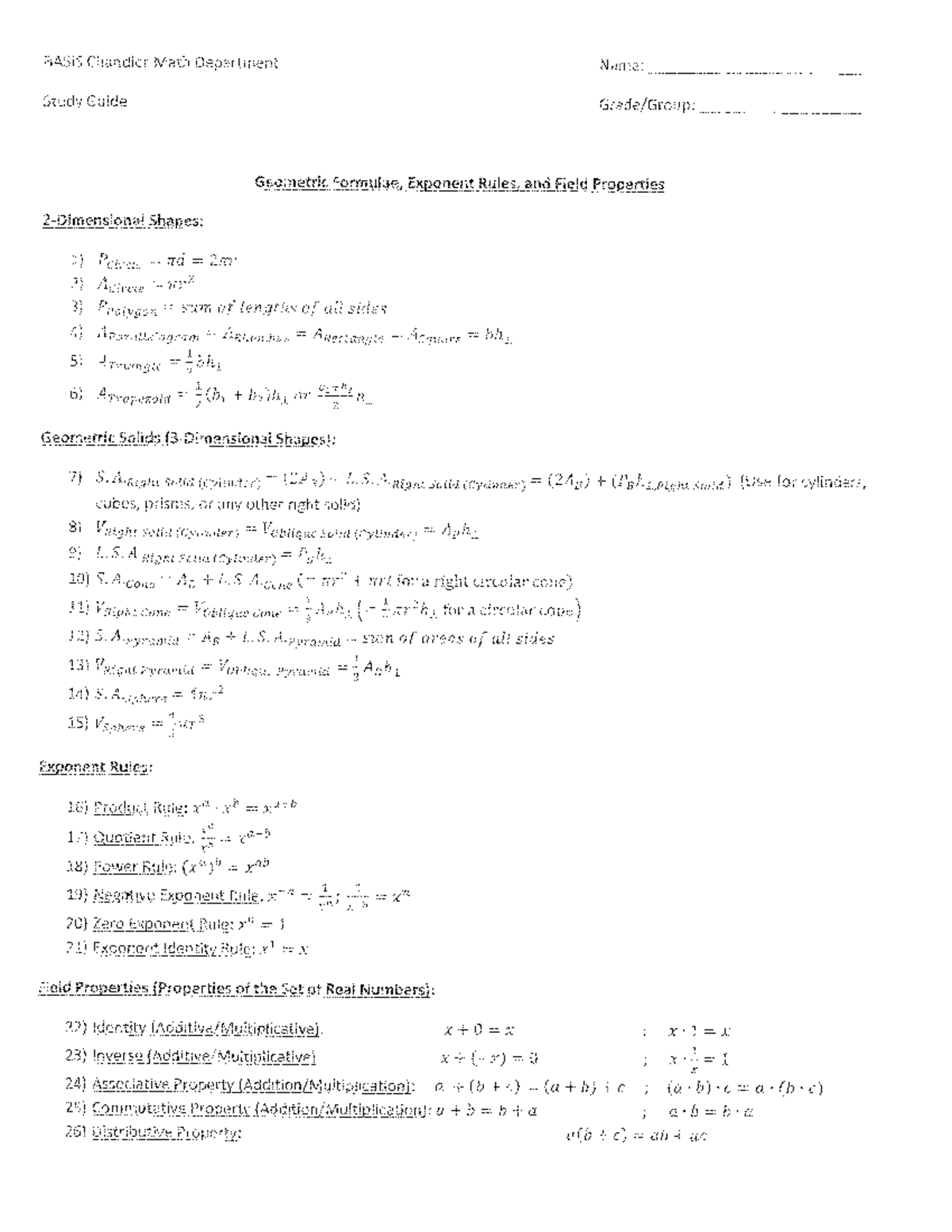 Formula Sheet - adadad - Studocu