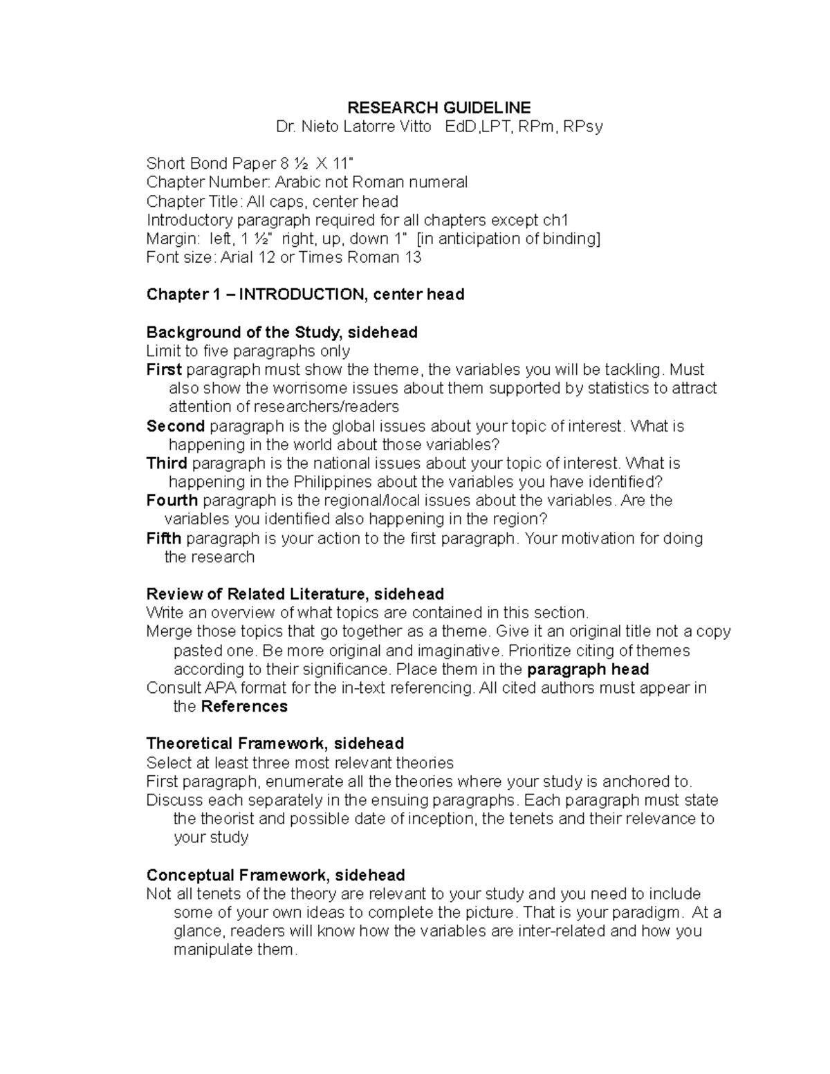 Research Guideline & Format - RESEARCH GUIDELINE Dr. Nieto Latorre ...