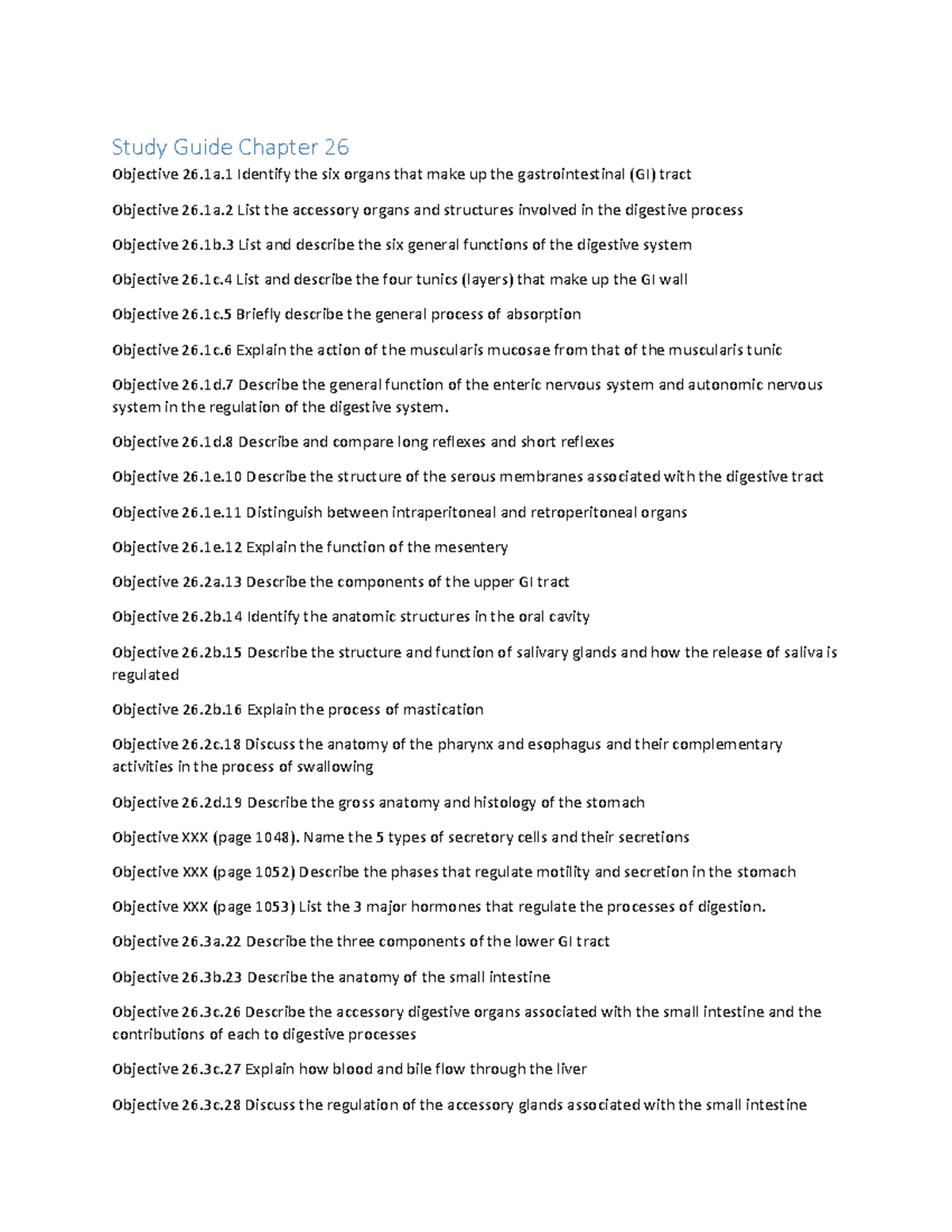 Chapter 26 Study Guide - Study Guide Chapter 26 Objective 26.1a ...
