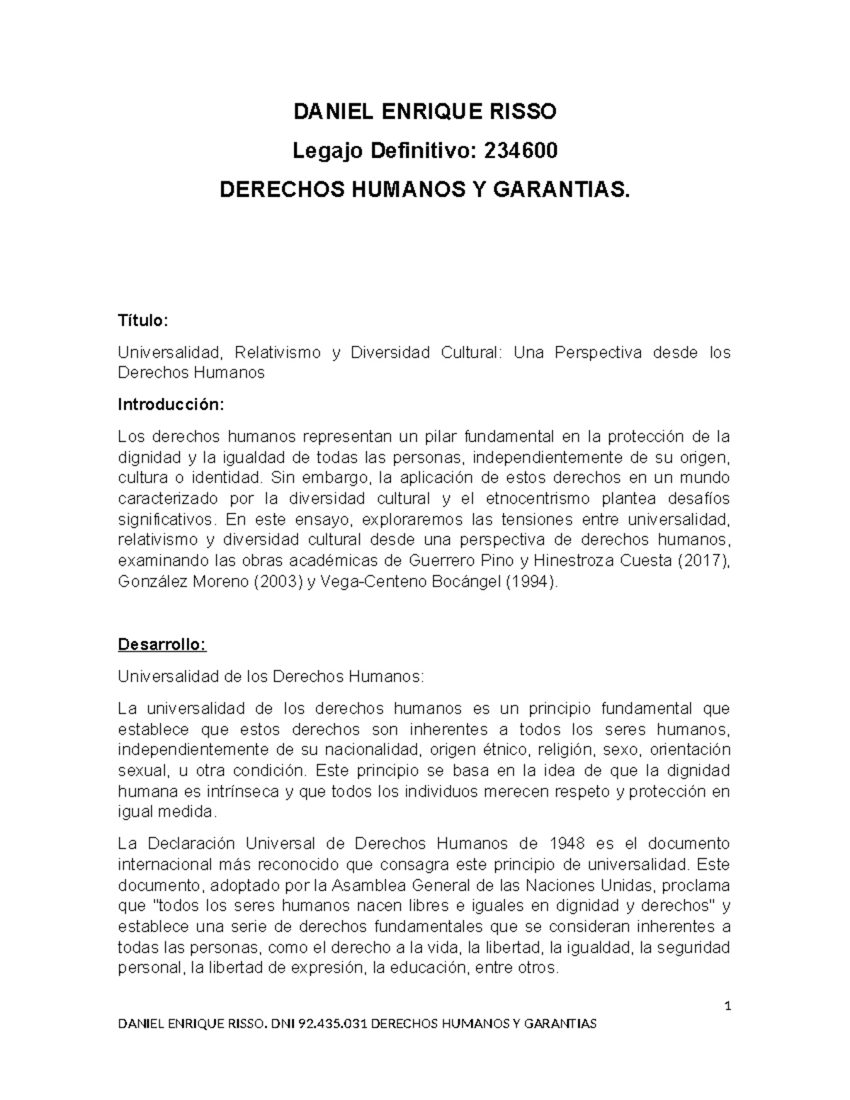 Actividad 1 Derechos Humanos - DANIEL ENRIQUE RISSO Legajo Definitivo ...