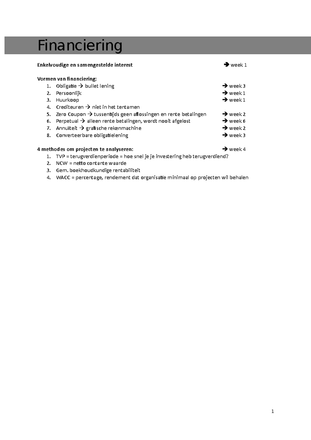 Financiering samenvatting - Financiering Enkelvoudige en samengestelde ...