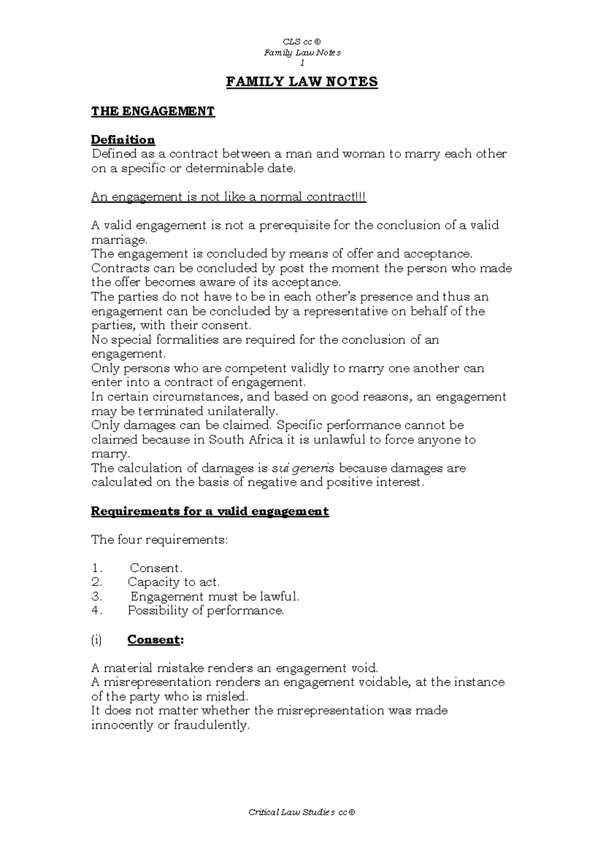 Family law notes - helps a lot during preparation - Family Law Notes 1 ...