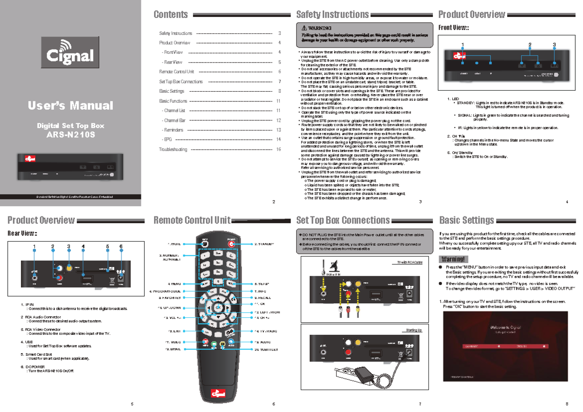 Cignal User Manual - Arion ARS-N210S MPEG4 SD - VIDEO PAGE EXIT TV ...