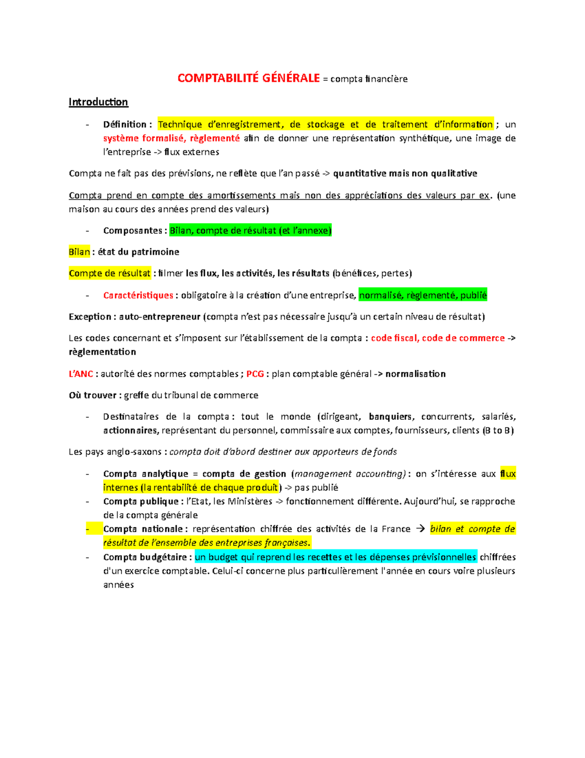 ComptabilitÉ GenÉrale CM - COMPTABILITÉ GÉNÉRALE = compta financière ...