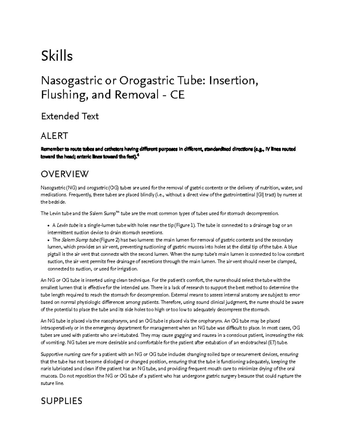 Elsevier Skills- NG tube - Skills Nasogastric or Orogastric Tube: Insertion, Flushing, and ...