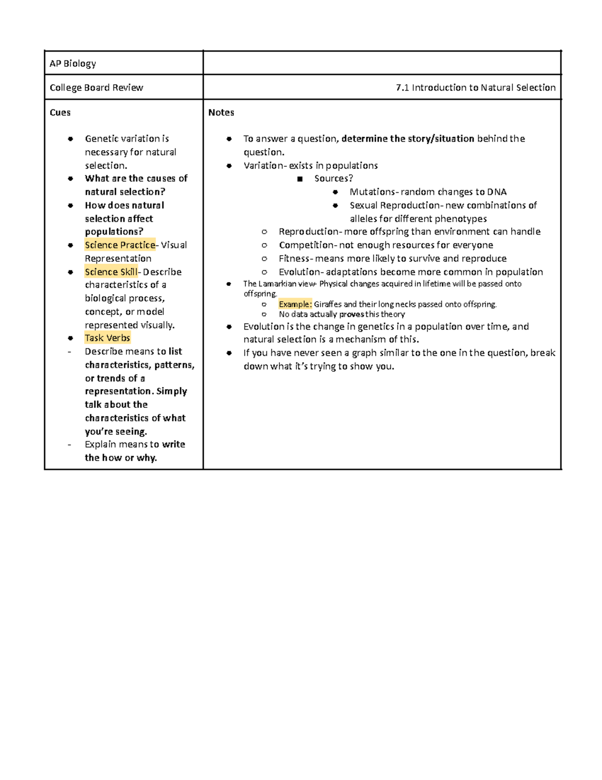 AP Biology College Board Notes 2020 - AP Biology College Board Review 7 ...