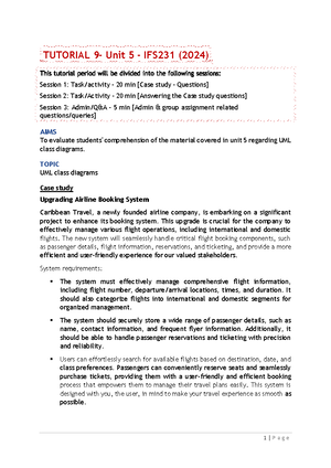 IFS233+Tutorial+5+-+2024+ Student+Version - TUTORIAL 5 - IFS233 (202 4 ) CASE SCENARIO: Matric ...