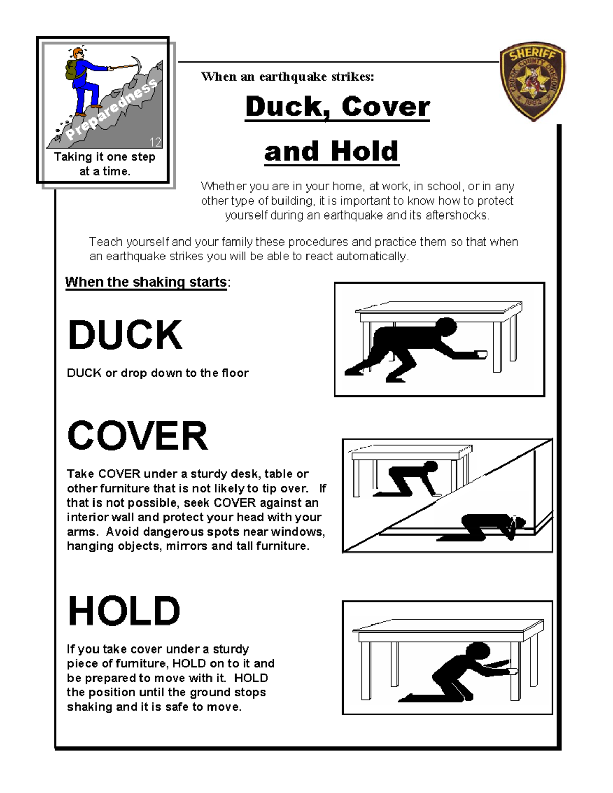 Emergency Management Earthquake - Duck Cover & Hold - Preparedness When ...