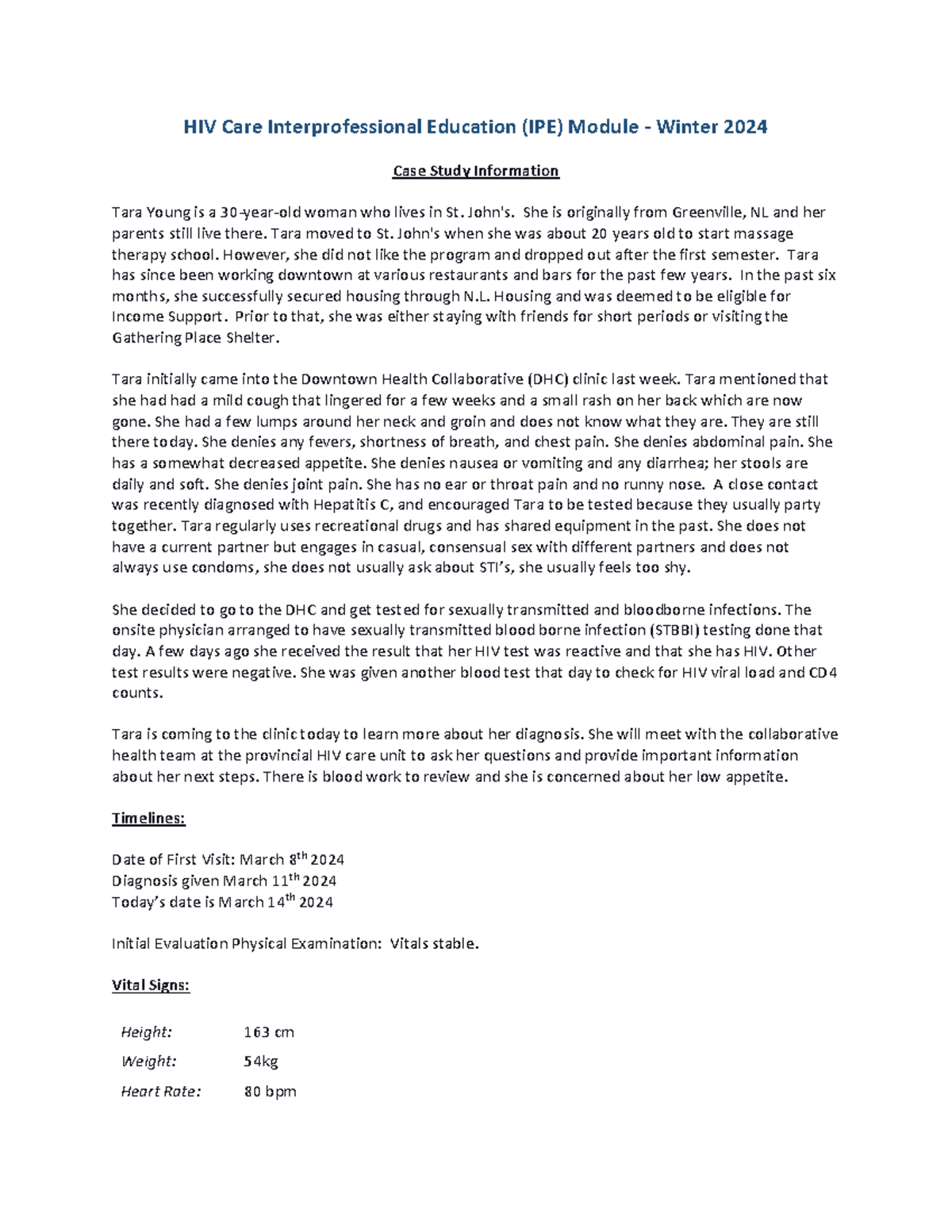 HIV Case Study Tara Young Final - HIV Care Interprofessional Education ...