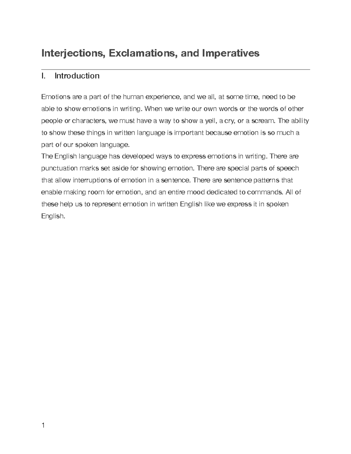 Lesson 7 - Intro Interjections, Exclamations, and Imperatives ...