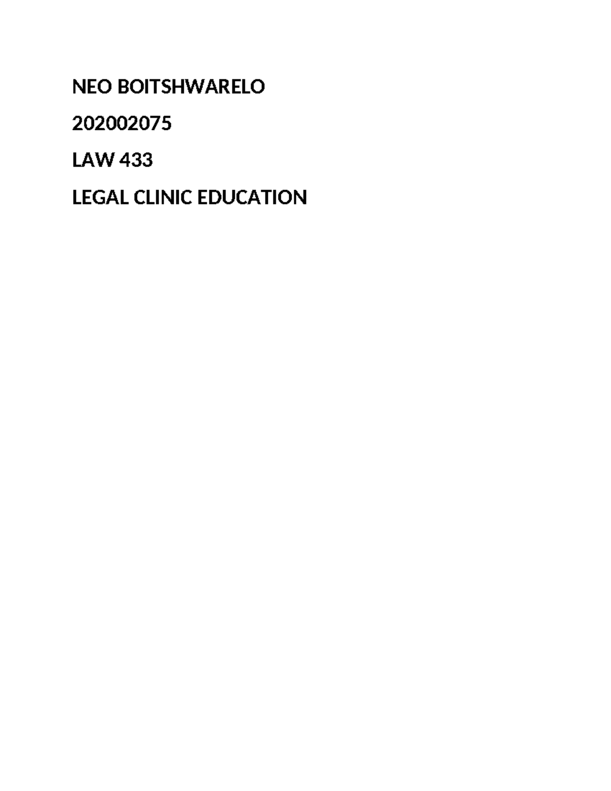 LAW 433 final final final version - NEO BOITSHWARELO 202002075 LAW 433 ...