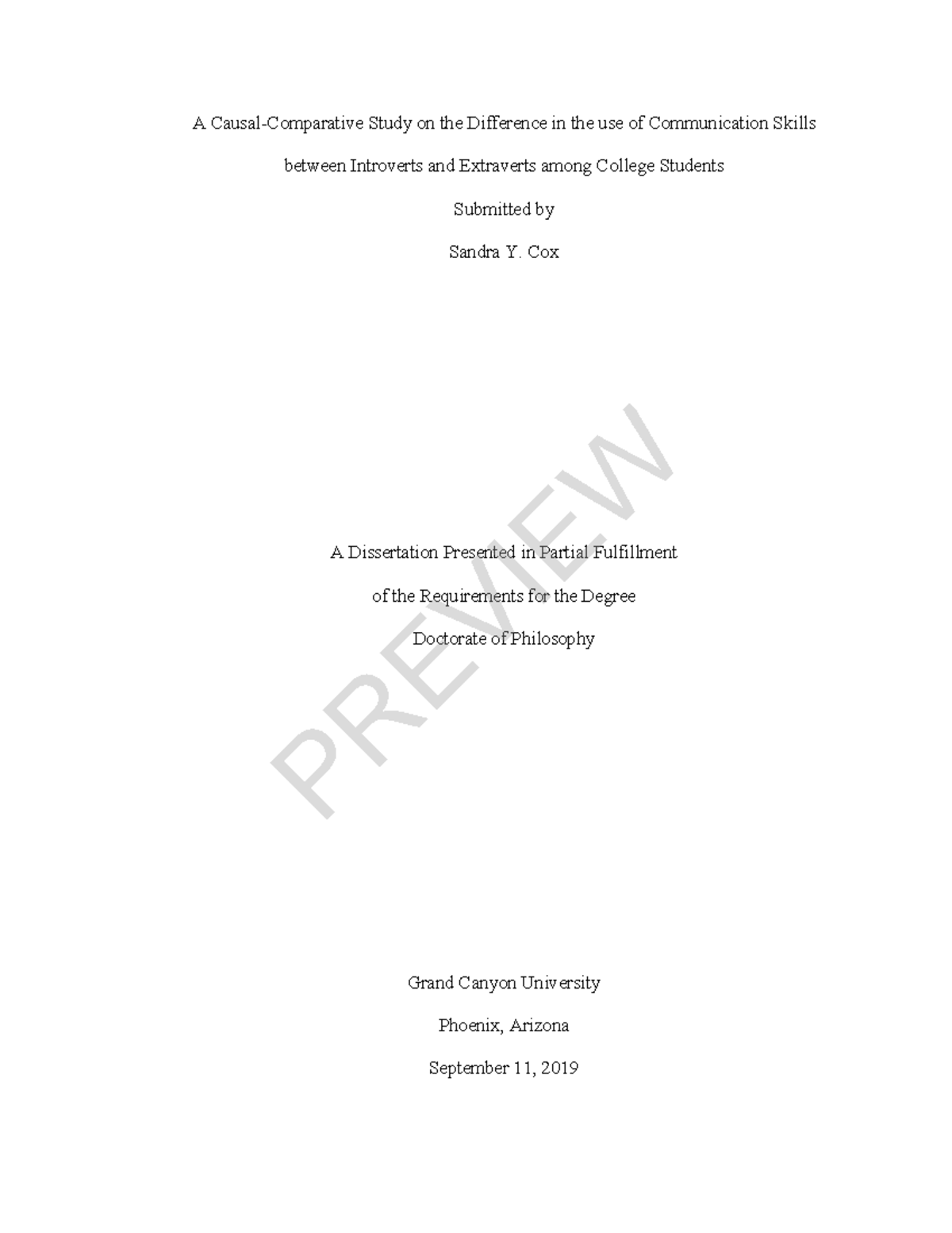 A Causal-Comparative Study on - Cox A Dissertation Presented in Partial ...