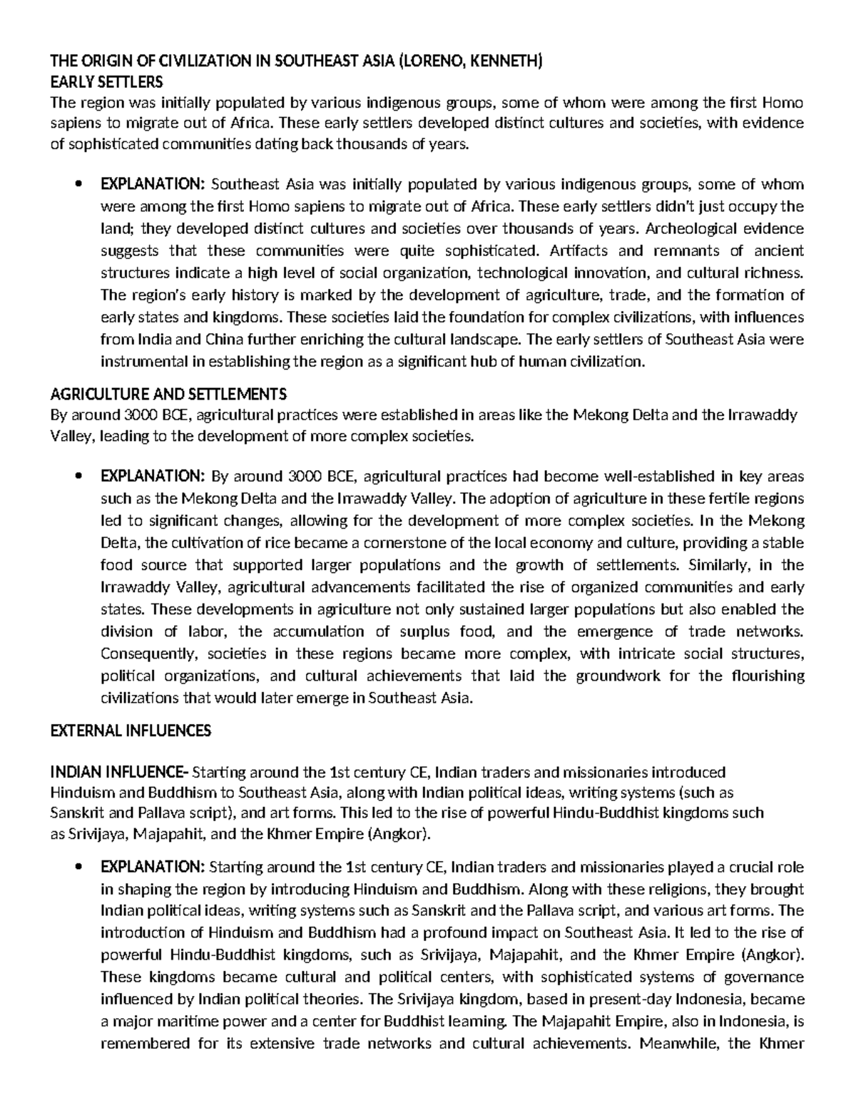 Southeast ASIA Timeline - THE ORIGIN OF CIVILIZATION IN SOUTHEAST ASIA ...