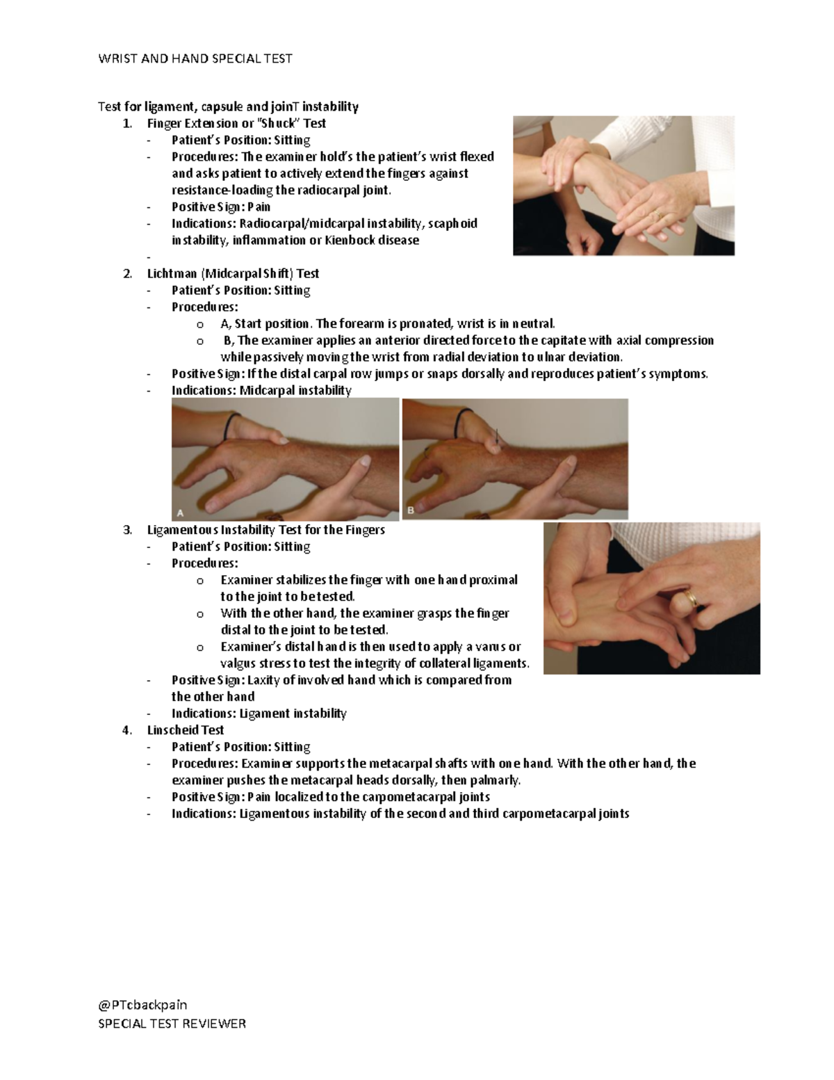 Wrist and Hand ST - @PTcbackpain Test for ligament, capsule and joinT ...