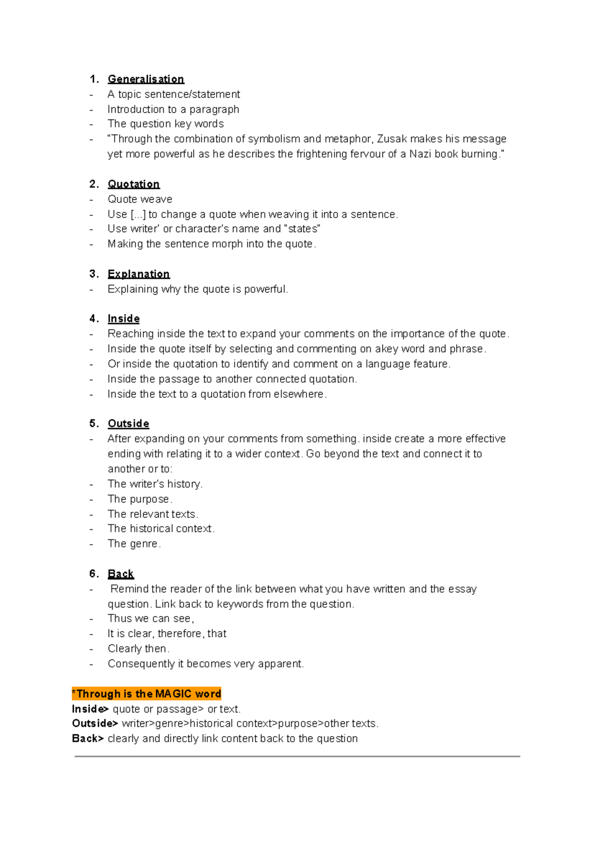 Level 2 writing essay tips - Generalisation A topic sentence/statement ...