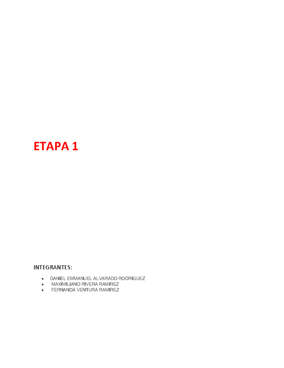 Documento 4 - etapa 1 - ETAPA 1 INTEGRANTES: DANIEL EMMANUEL ALVARADO ...