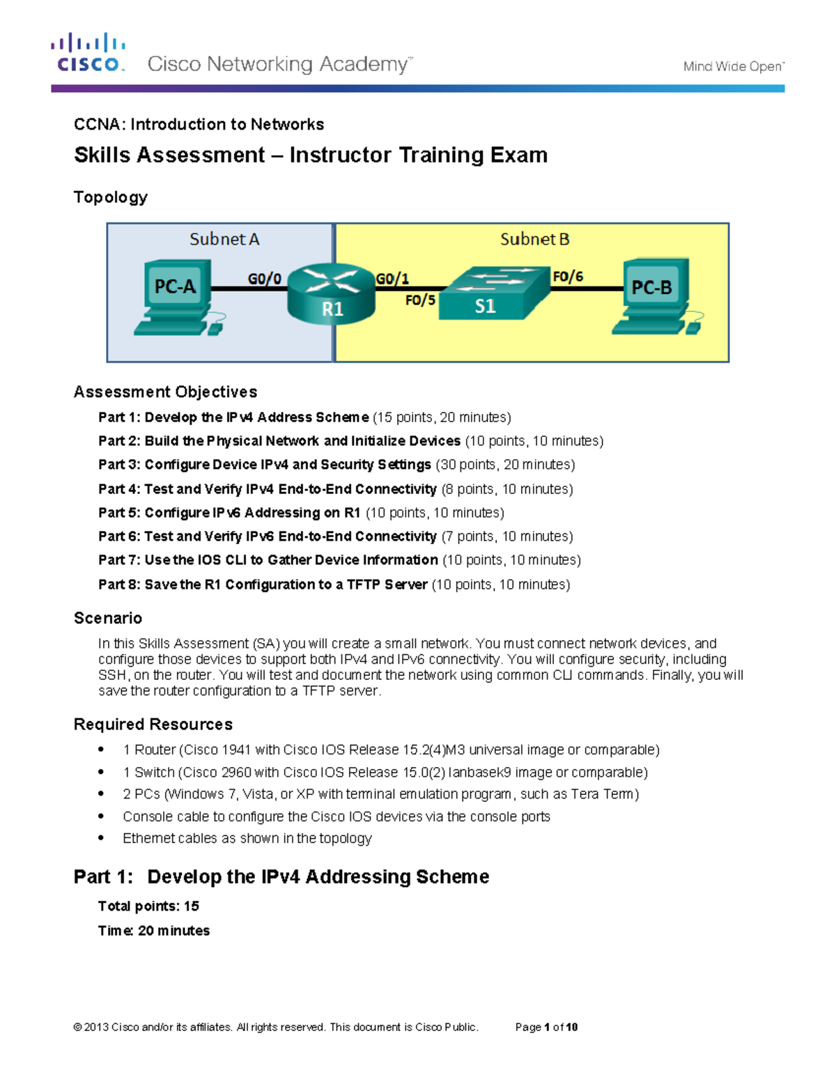 ITN Skills Assess - Instructor Trng - Exam - CCNA: Introduction to Networks Skills Assessment ...