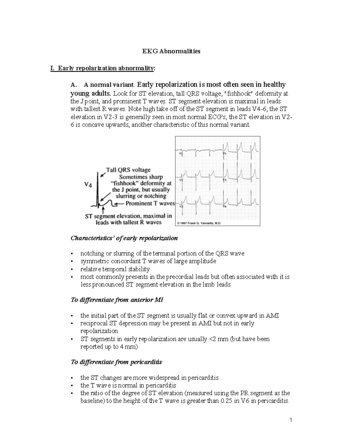 ECG ECG Abnormalities 2013 09101527407603 - EKG Abnormalities I. Early ...