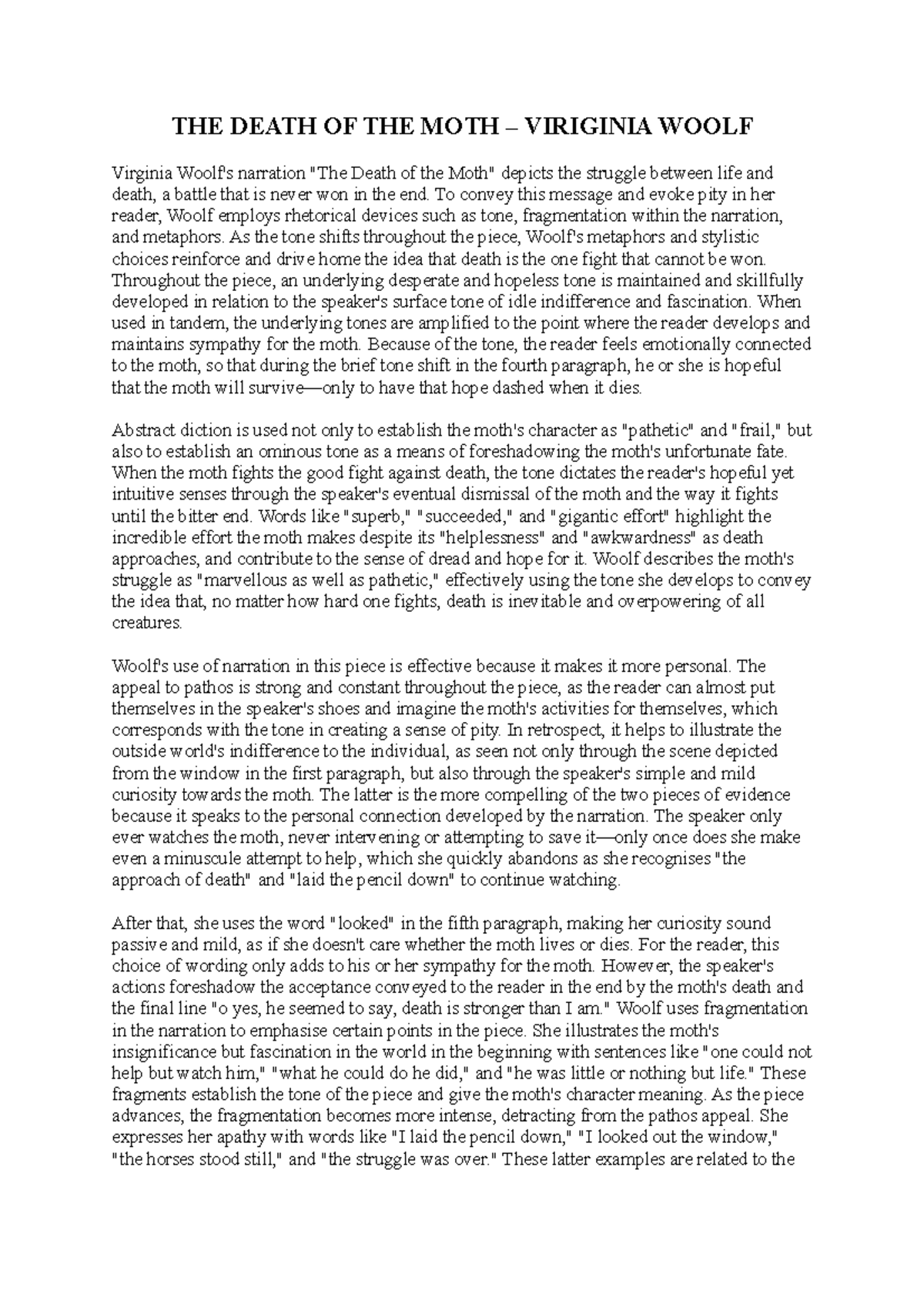 Virginia Woolf - Death of the moth - THE DEATH OF THE MOTH – VIRIGINIA ...