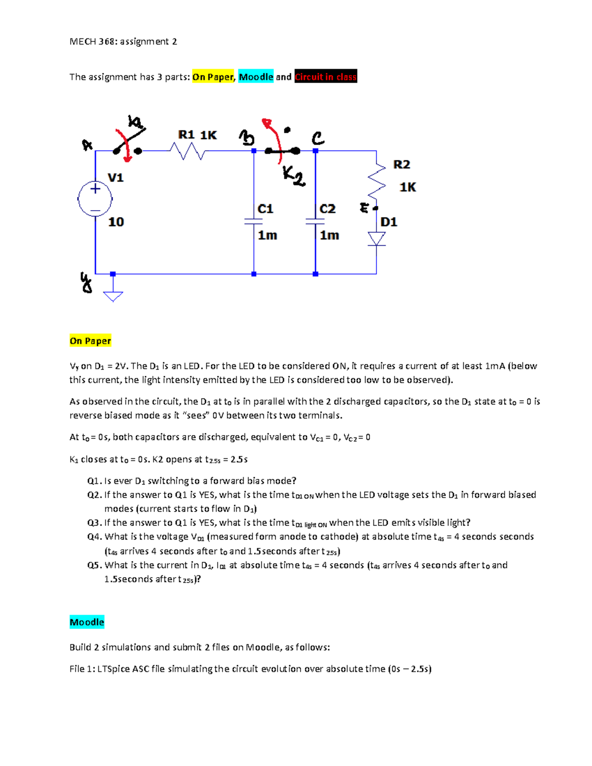 Assignment 02 - diode transient-3 - MECH 368: assignment 2 The assignment has 3 parts: On Paper ...