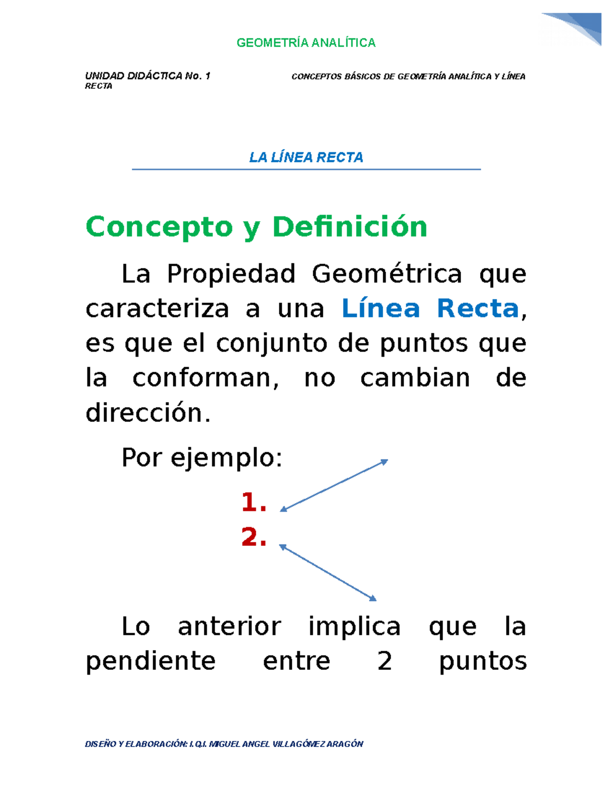 Geometría Analítica_ Línea Recta - UNIDAD DIDÁCTICA No. 1 CONCEPTOS ...