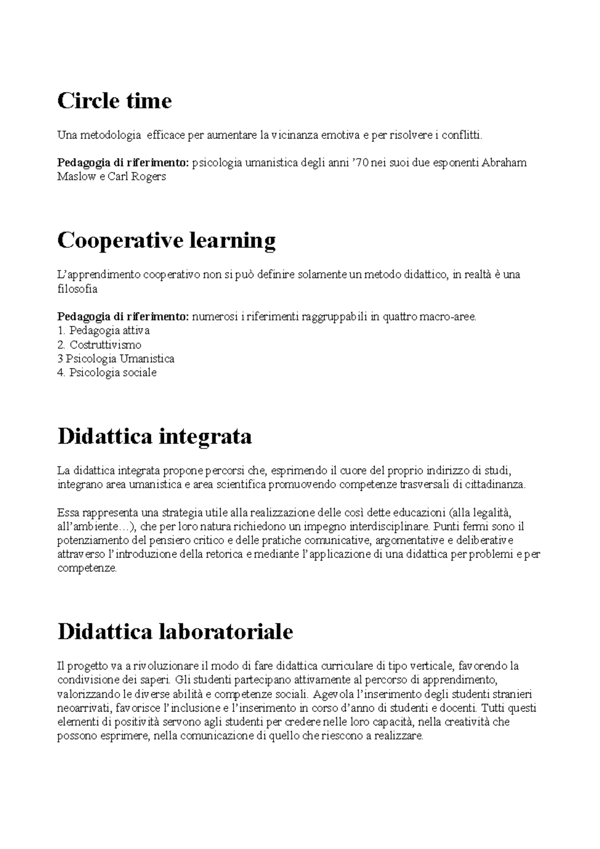 Metodologie-e-riferimenti-teorici - Circle time Una metodologia efficace per aumentare la ...
