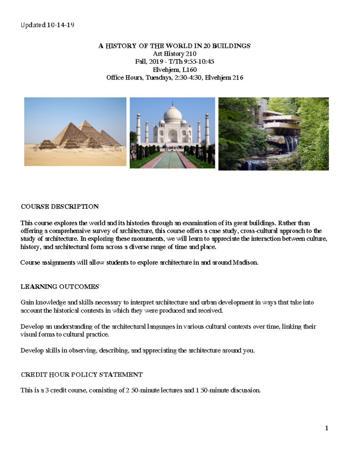 2019 art hist 210 syllabus Updated 10-14 - A HISTORY OF THE WORLD IN 20 ...
