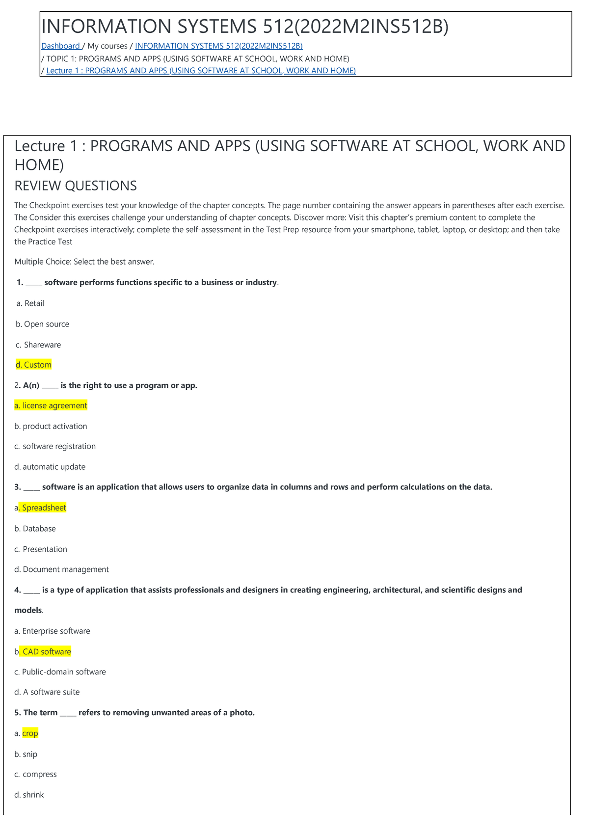 Lecture 1 Programs AND APPS P1 - INFORMATION SYSTEMS 512(2022M2INS512B ...