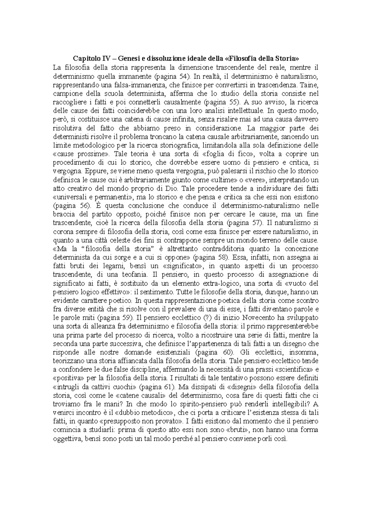 Teoria e Storia della Storiografia - Capitolo IV - Capitolo IV – Genesi e dissoluzione ideale ...