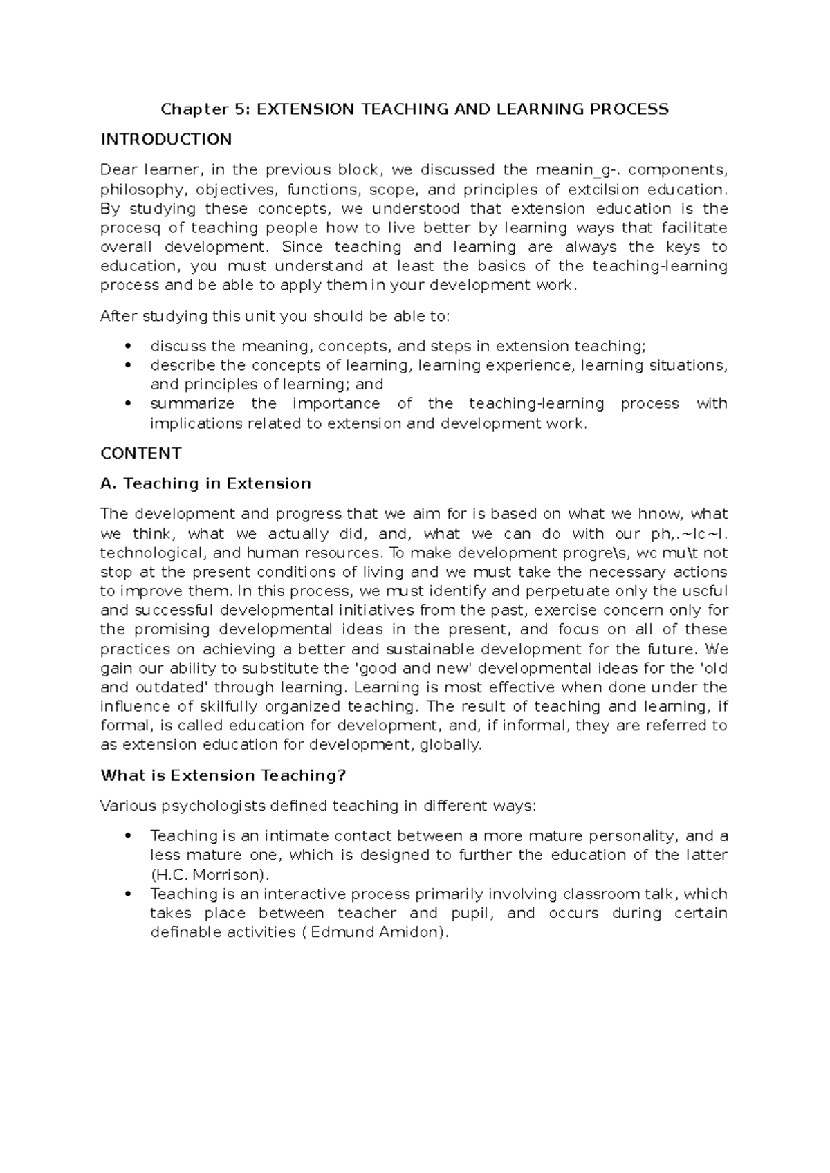 Chapter 5 Extension Teaching and Learning - Chapter 5: EXTENSION ...