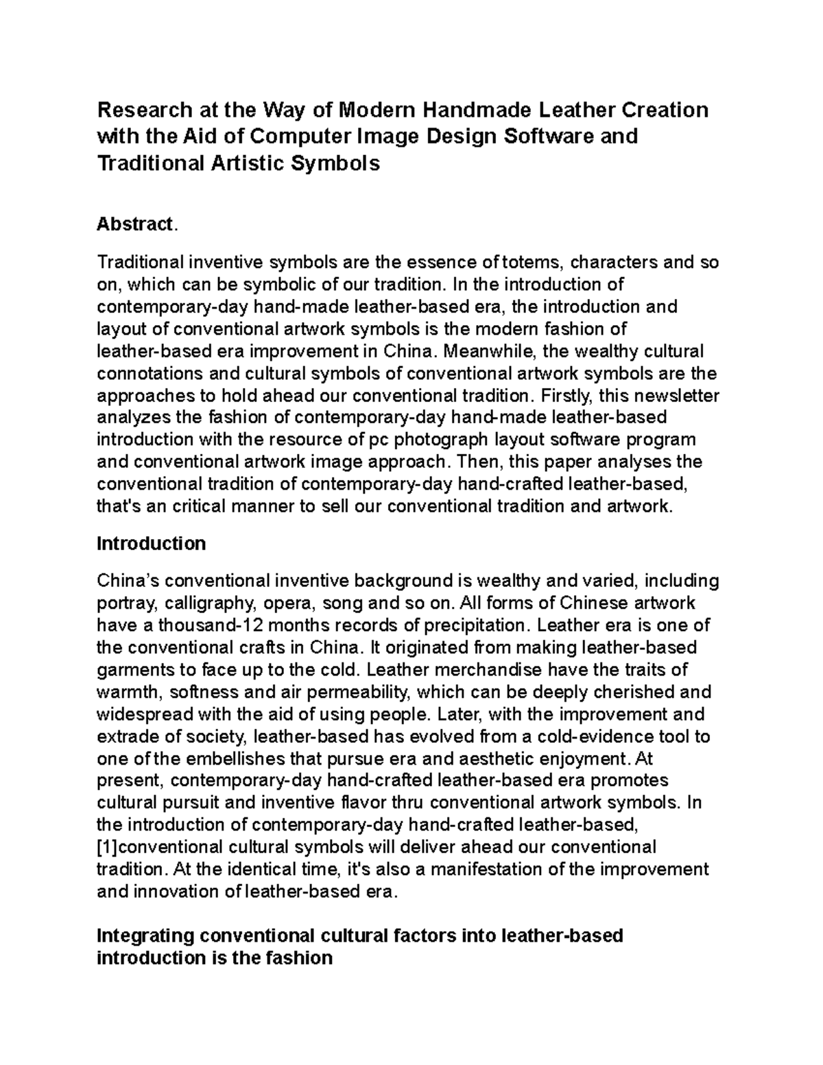 Research at the Way of Modern Handmade Leather Creation with the Aid of ...