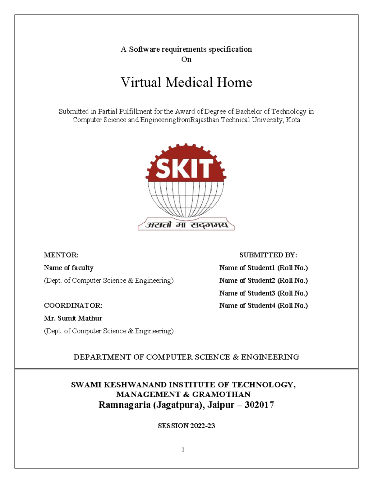 Srs - Srs model - A Software requirements specification On Virtual ...