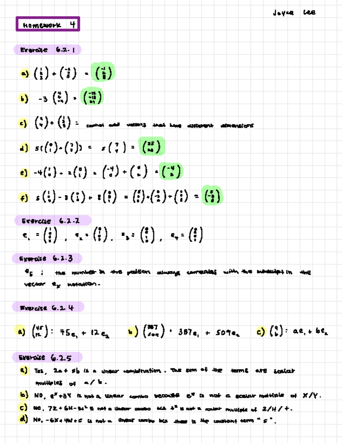 HW 4 - hw 4 - Joyce Lee Homework 4 Exercise 6. 1 as(j) + (j) = (i) b ...