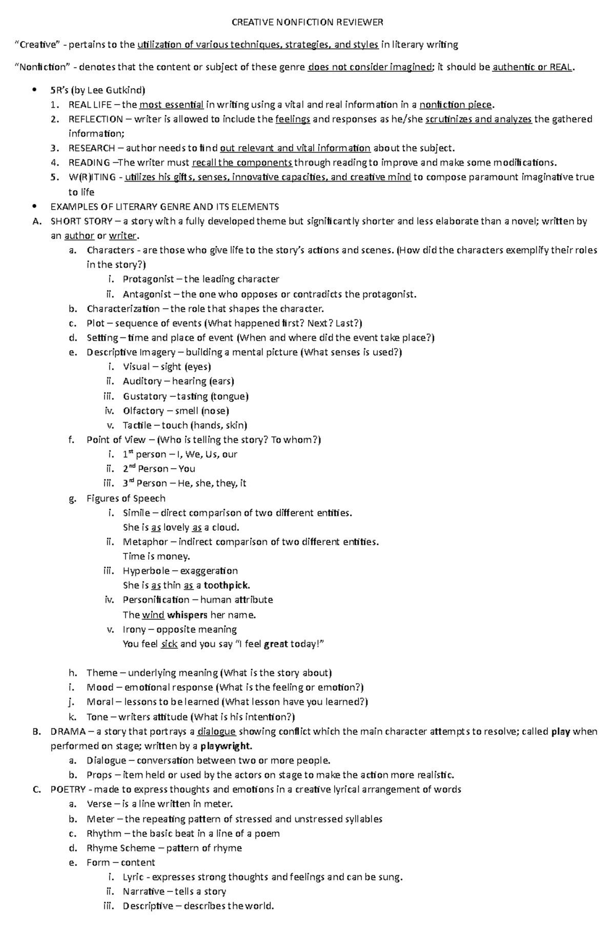 Creative- Nonfiction- Reviewer - CREATIVE NONFICTION REVIEWER “Creative ...