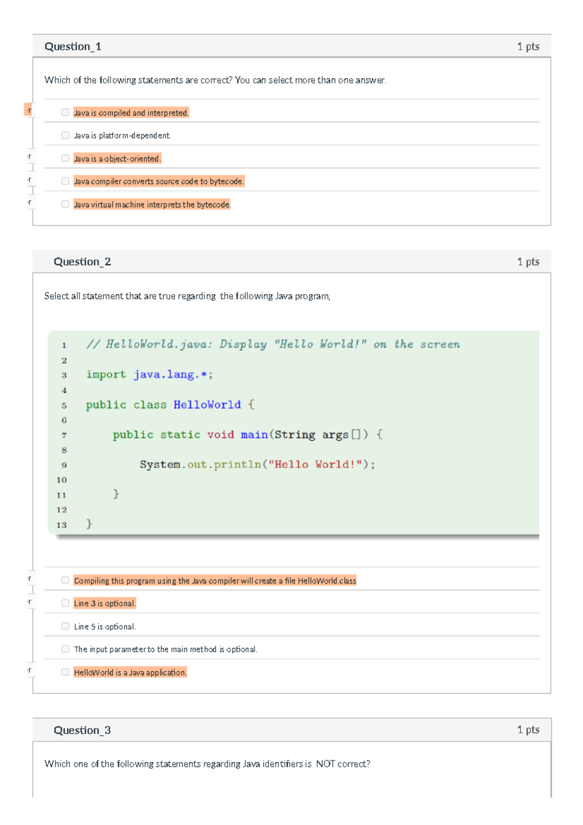 Week 1 Quiz - QUIZ 1 WITH ANSWER - Queson_1 1 pts Which of the following statements are correct ...